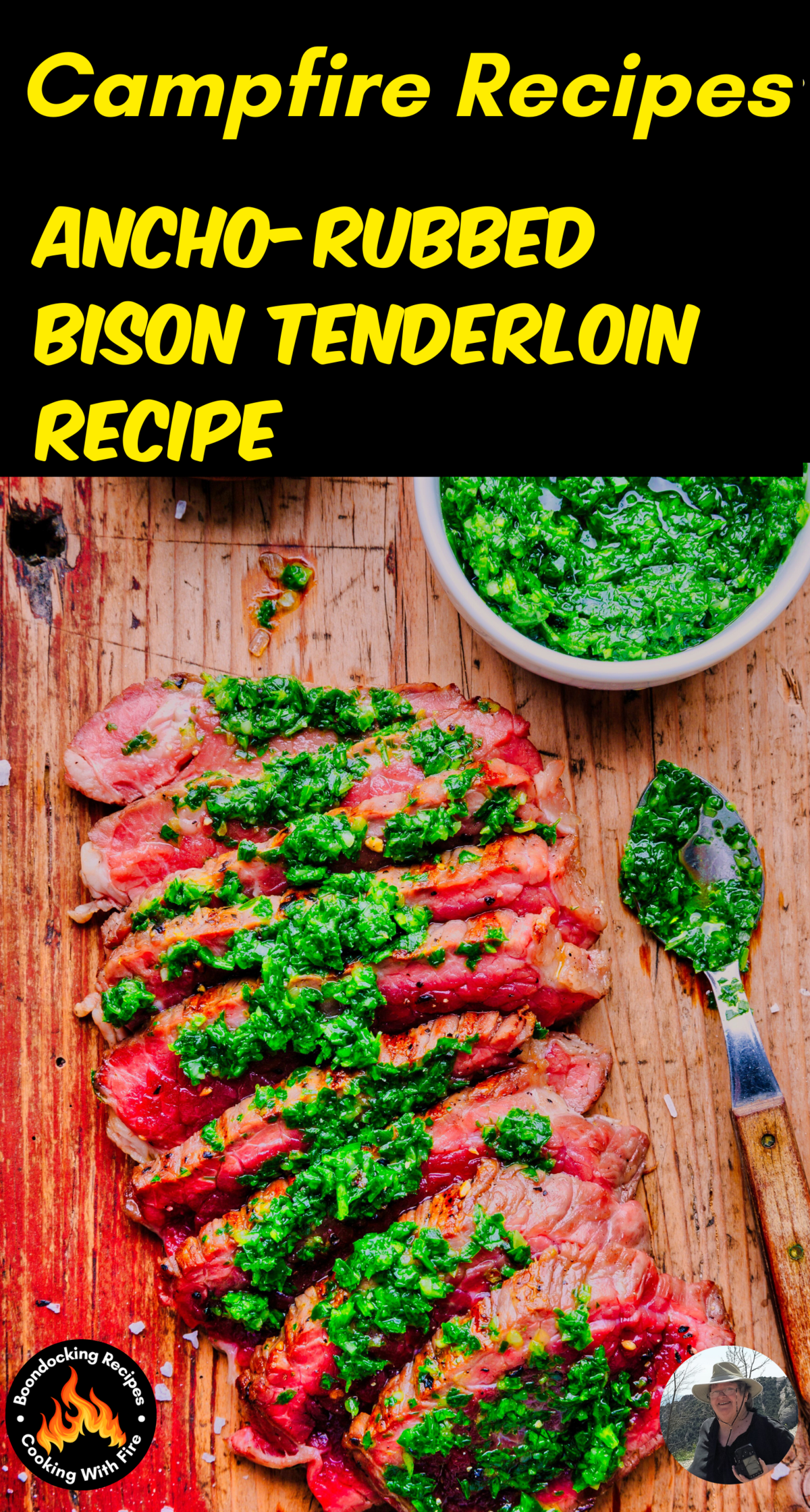 Chipotle Rubbed Bison Flank Steak with Chimichurri