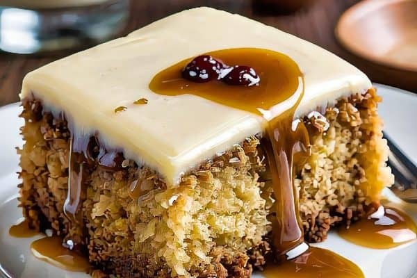 Easy Honduran Yucca Cake recipe with Sweet Milk Sauce