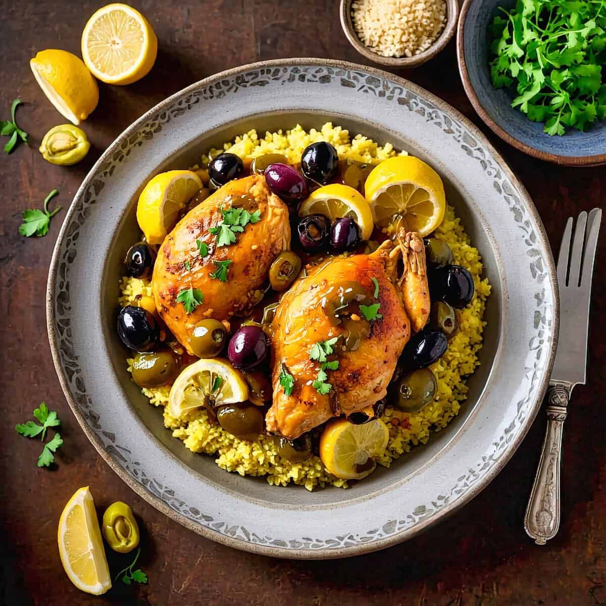 Moroccan Chicken Preserved Lemons, Olives Tagine Recipe