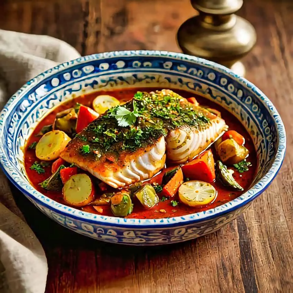 Moroccan Fish with Chermoula Vegetables Tagine Recipe