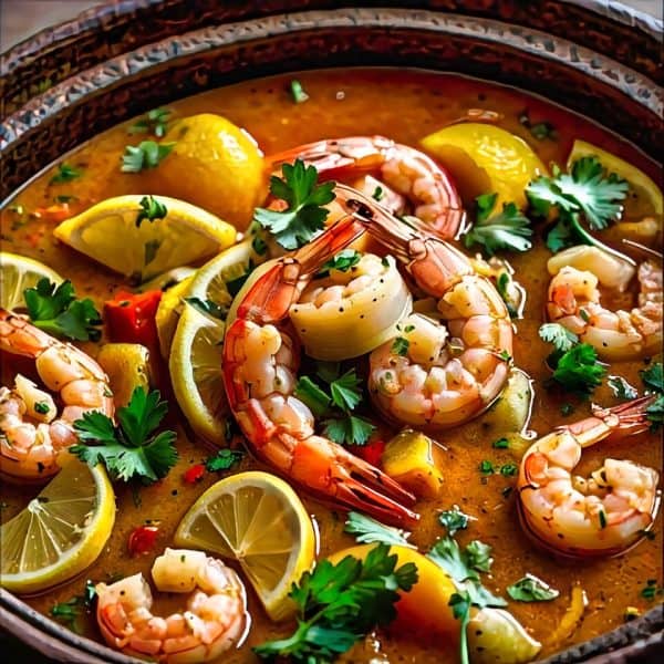 Moroccan Shrimp Vegetable Lemon Tagine Recipe