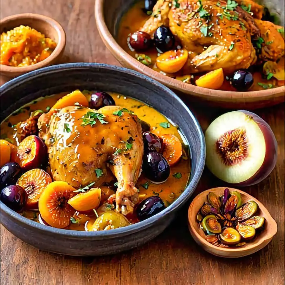 Moroccan Chicken Apricots, Figs, and Olives Tagine Recipe
